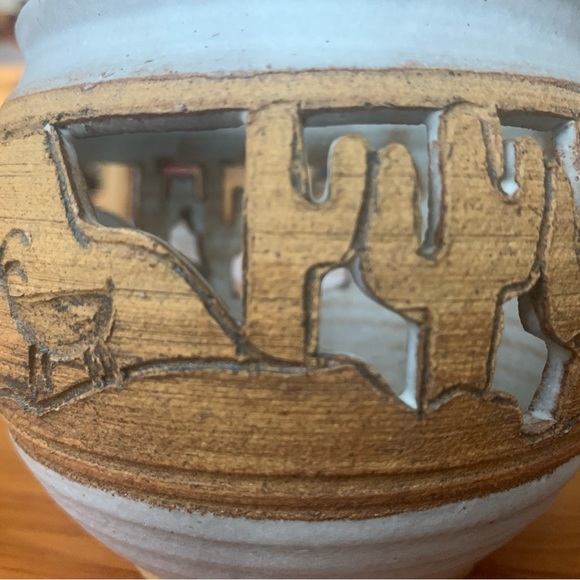 Artisan | Art | Southwestern Ceramic Potterycacti Deer Motif Signed By ...